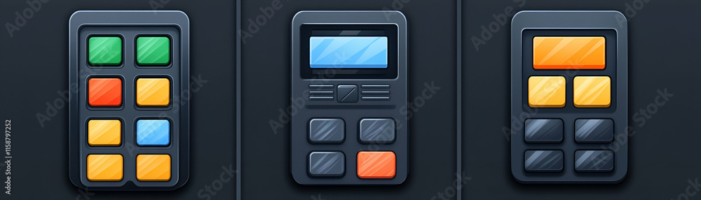 Colorful Button Interfaces, Designs for Digital Devices and Displays ...