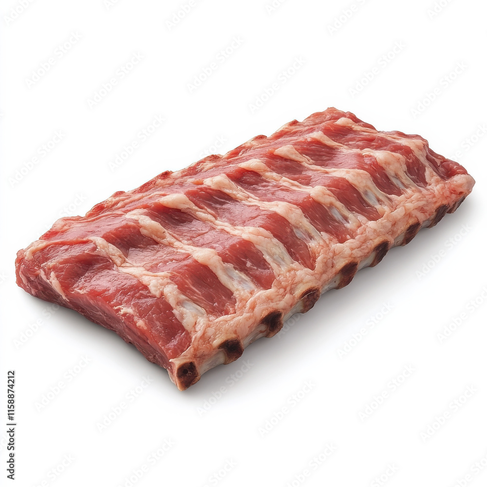 Raw Bone-In Pork Rib Rack, Butcher Paper Wrapped, Neutral Background ...