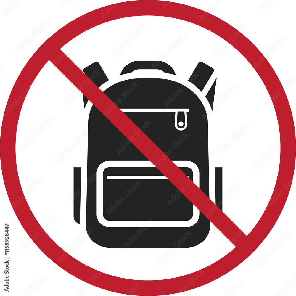 Isolated prohibited label sign : carrying backpacks, bags, pouches. for ...