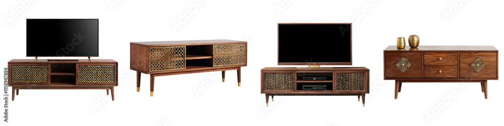 Collection of elegant and modern wooden entertainment console units ...