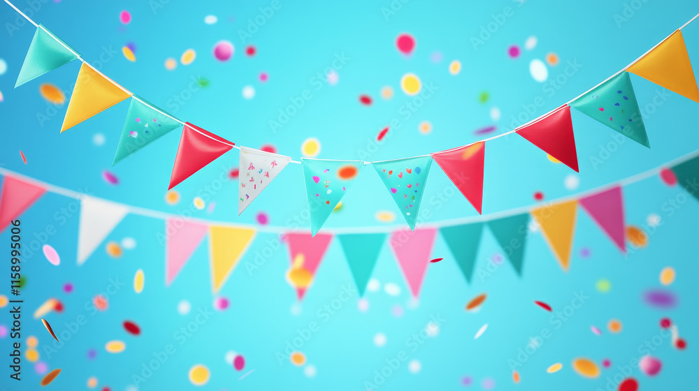 White flags and pennants on poles mockup. Blank fabric banners triangle ...