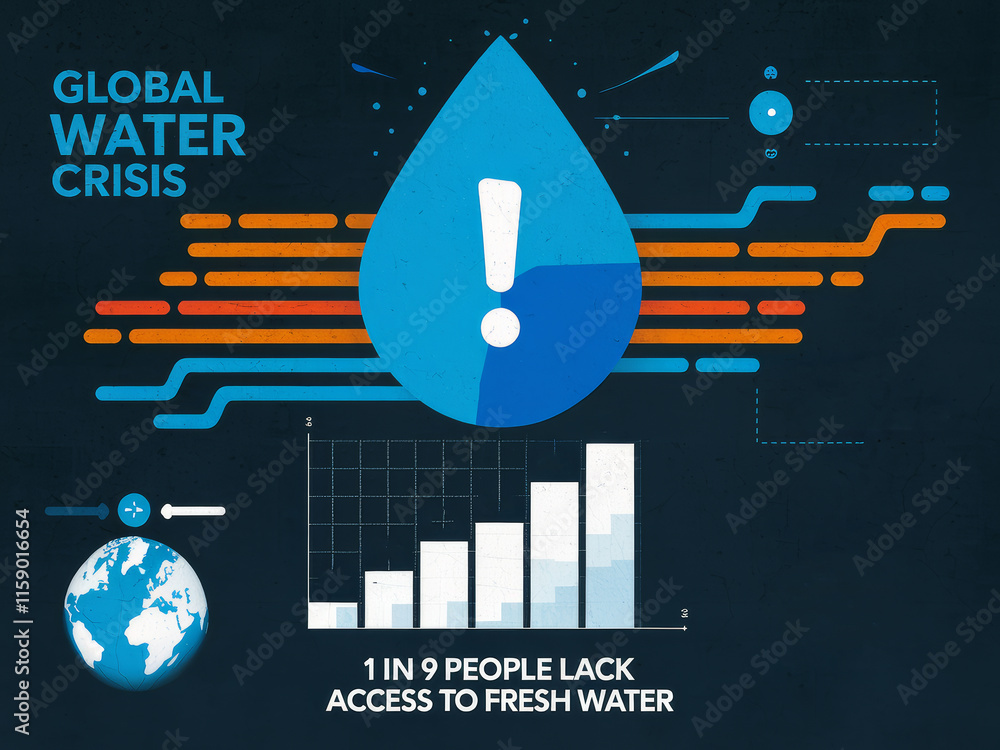 Ilustración de Stock Global water crisis infographic: fresh water ...