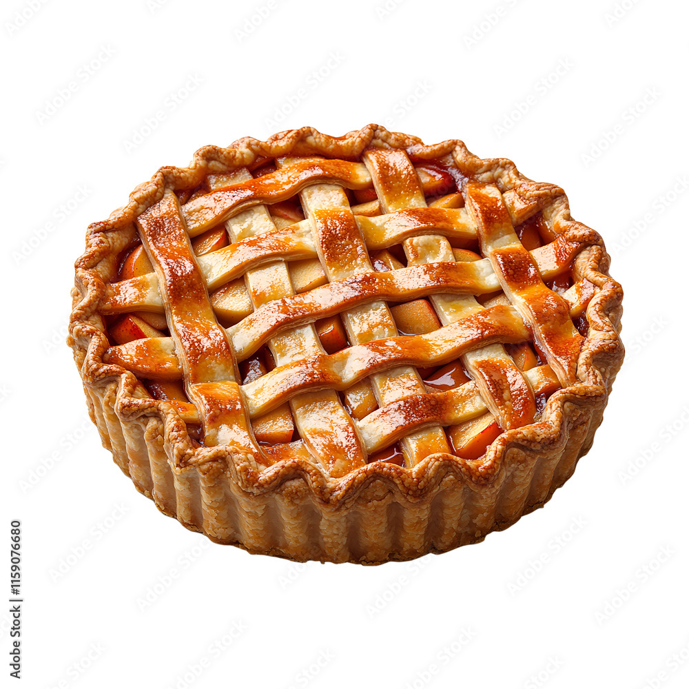 Delicious golden brown peach pie, lattice crust, sweet treat png ...