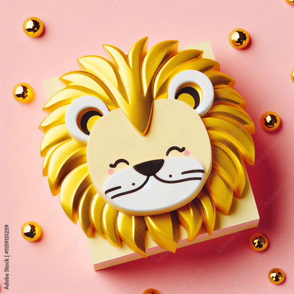 177 Lion Sticky Notes – Shaped like a lion’s face with a gol Stock ...