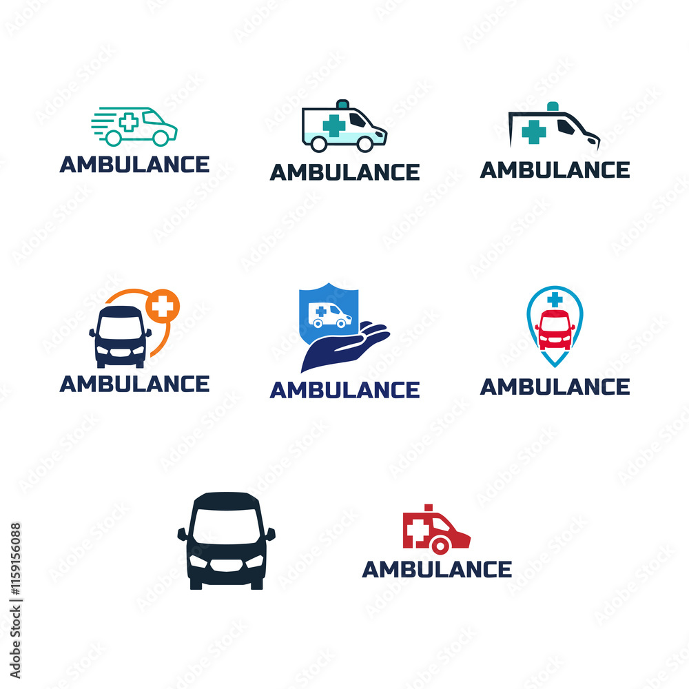 Ambulance logo, icon symbol. First aid response logo sign. Isolated on ...