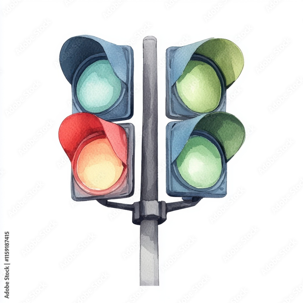 Ilustración de Stock Bright and Colorful Traffic Lights Illustration in ...