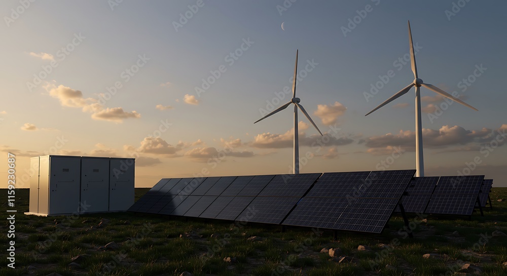 Dawn of new renewable energy technologies. Modern, aesthetic and ...
