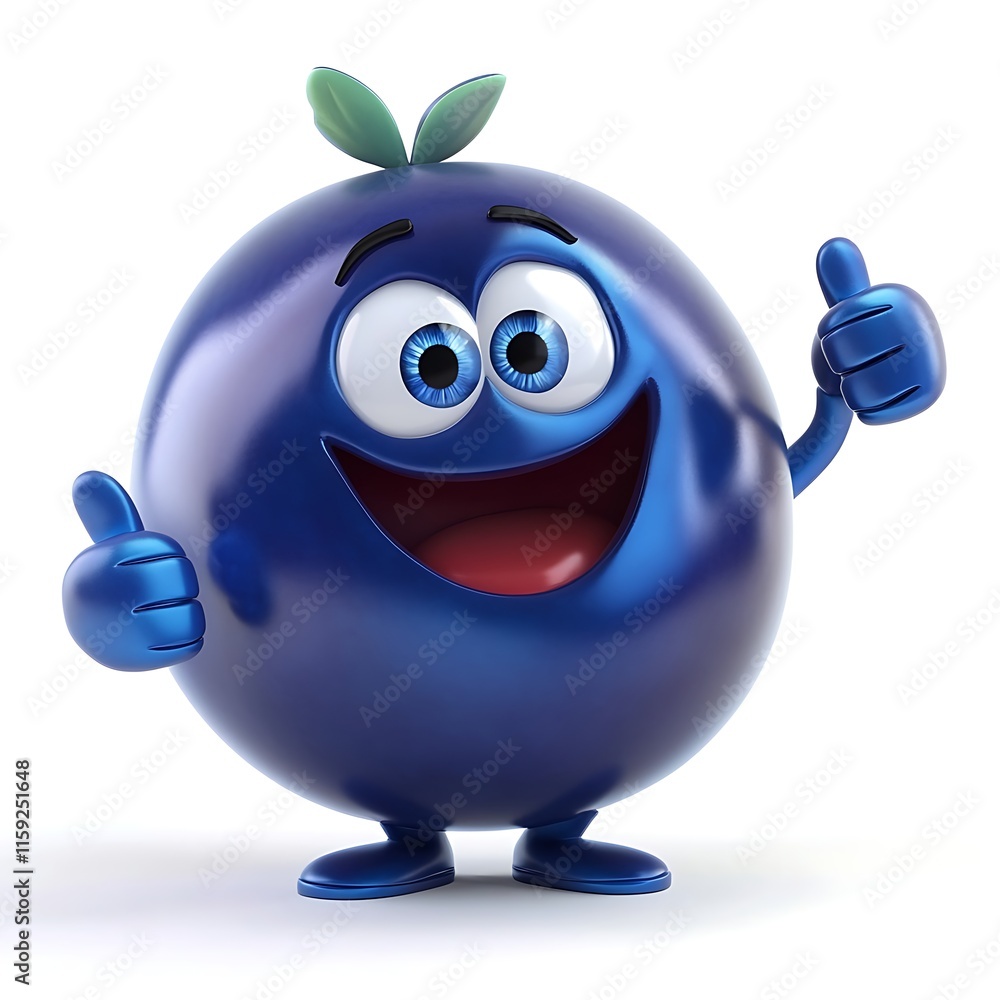 Blueberry Thumbs Up: A cheerful and expressive blueberry cartoon ...