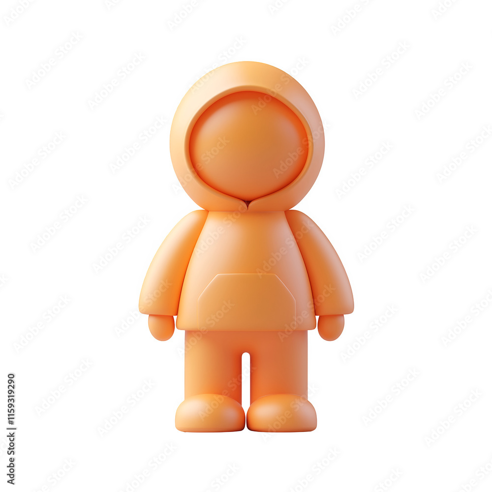 Simple 3D man, orange colour user icon, transparent image, png. Stock ...