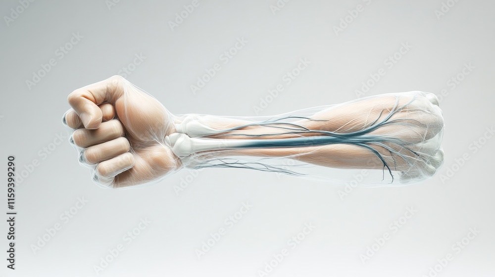 Anatomical Illustration of a Human Arm with Detailed Muscles, Tendons ...