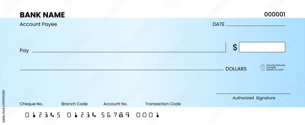 Blank Bank Cheque Template: Editable and Printable Design Stock Vector ...