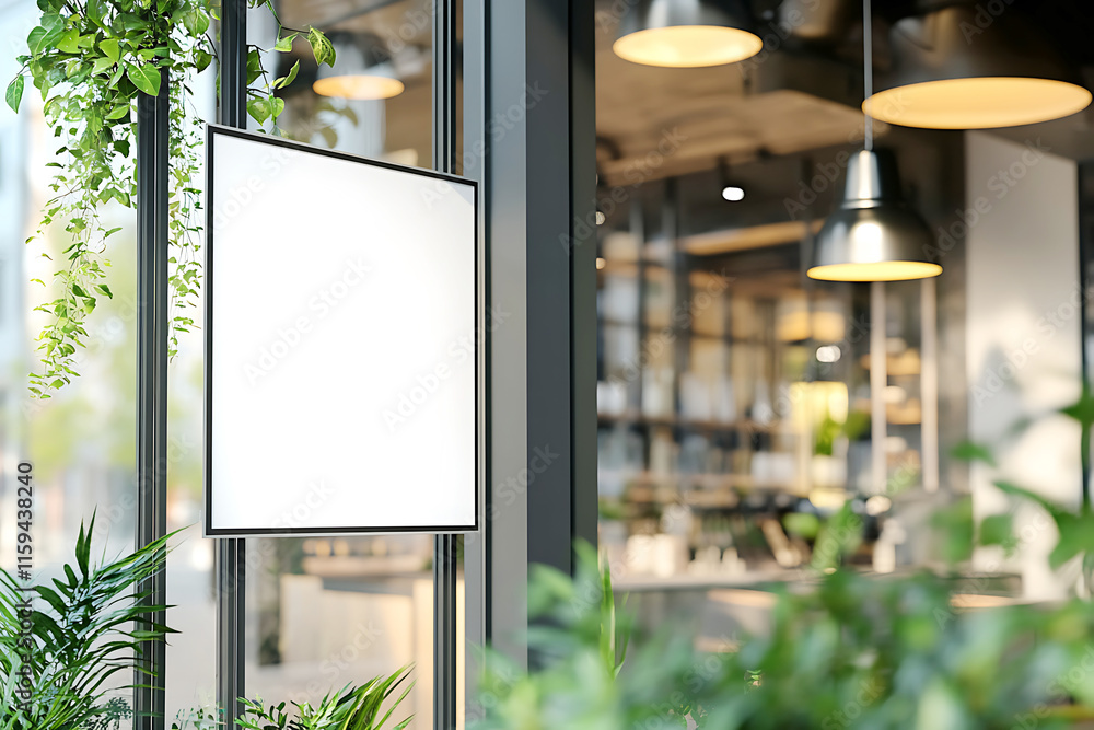 Modern Cafe Digital Menu Board Mockup, White empty paper poster mockup ...