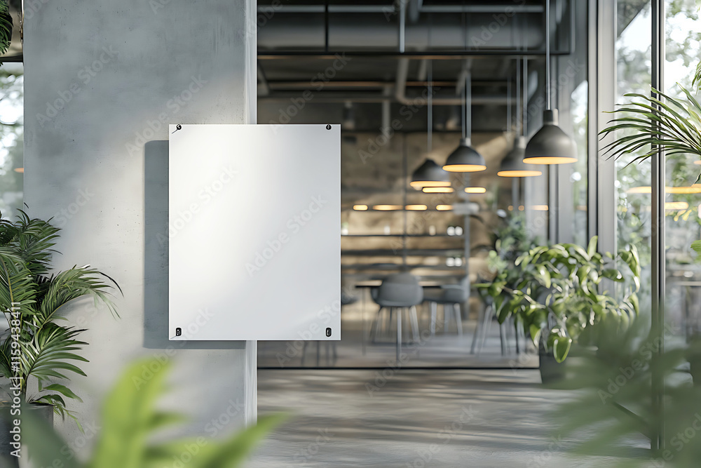 Modern Cafe Digital Menu Board Mockup, White empty paper poster mockup ...