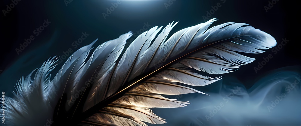 Zoomed in image of a feather with intricate details of its structure ...