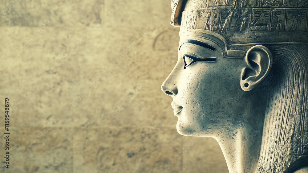 Ancient Egypt concept background with empty copy space. Egyptian queen ...