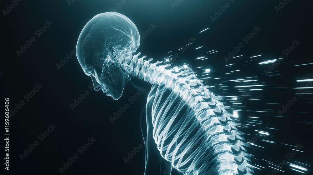 Ilustración de Stock Dynamic x-ray visualization of the spine and ...