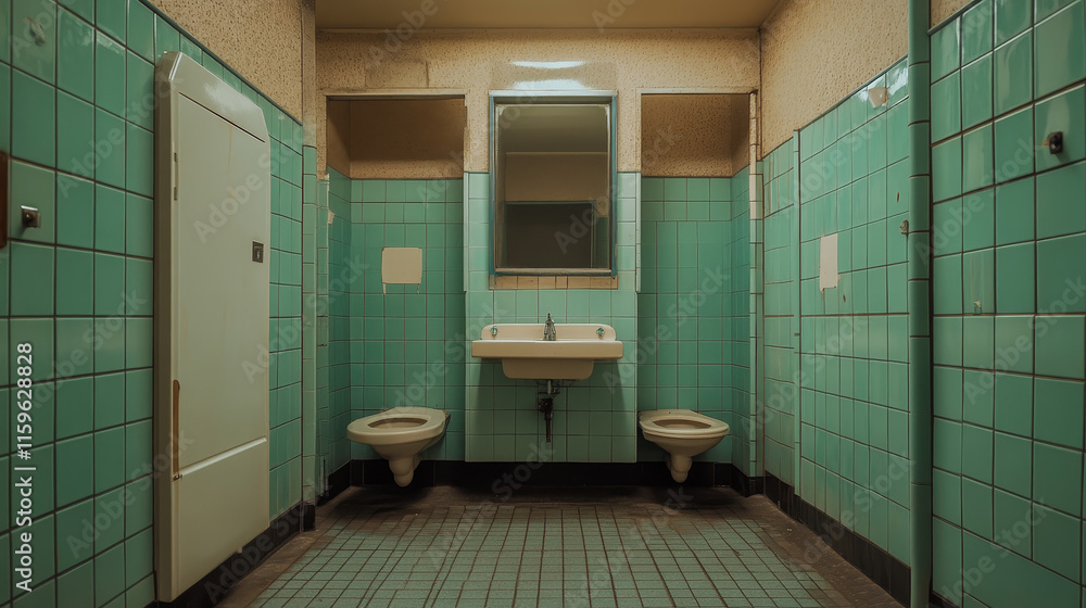 Public toilet, restroom in school, mall or office. Empty washroom ...