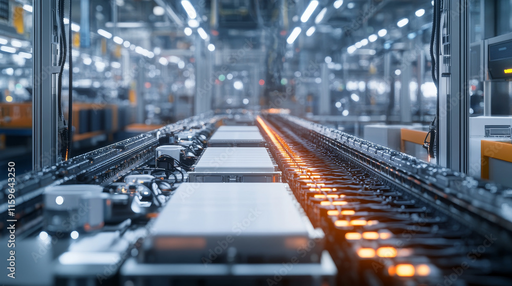 3D rendering lithium ion battery in factory, Li-Ion batteries supply ...