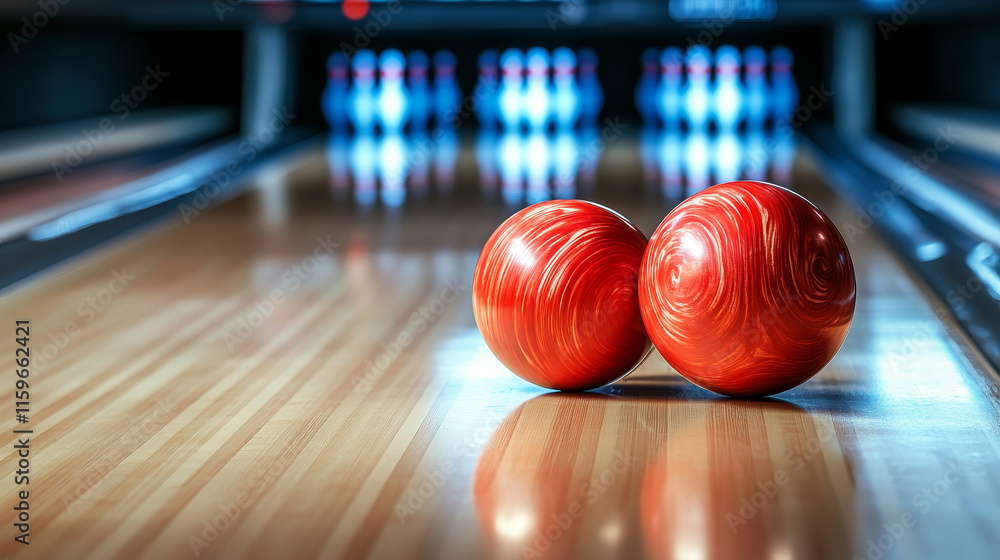 Bowling pin and ball vector game illustration. Strike tournament event ...