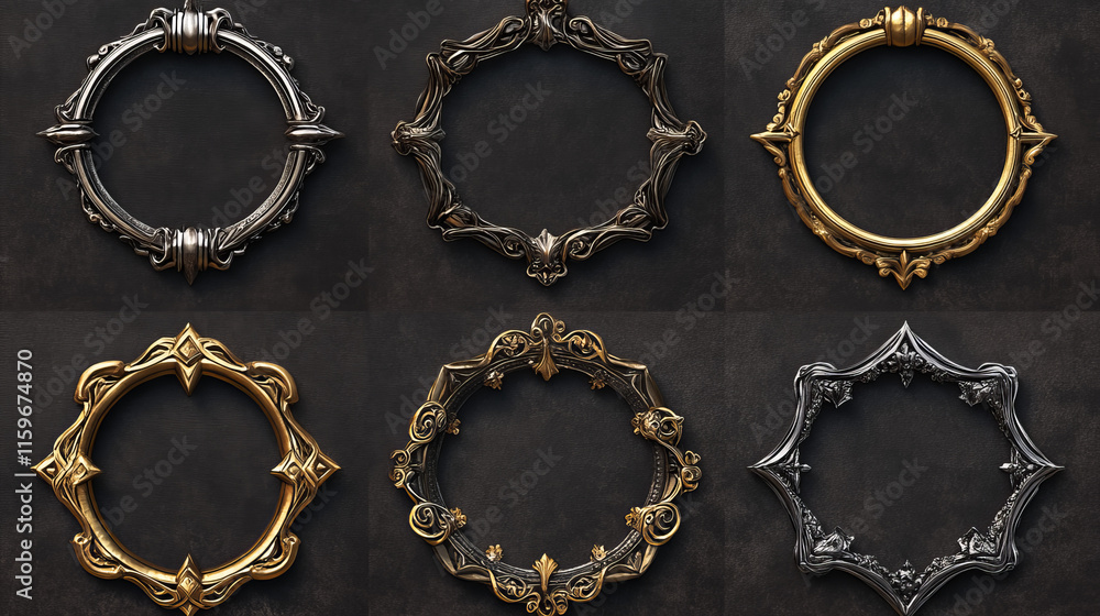 Avatar frame or menu banner for game level rank ui design. Cartoon ...