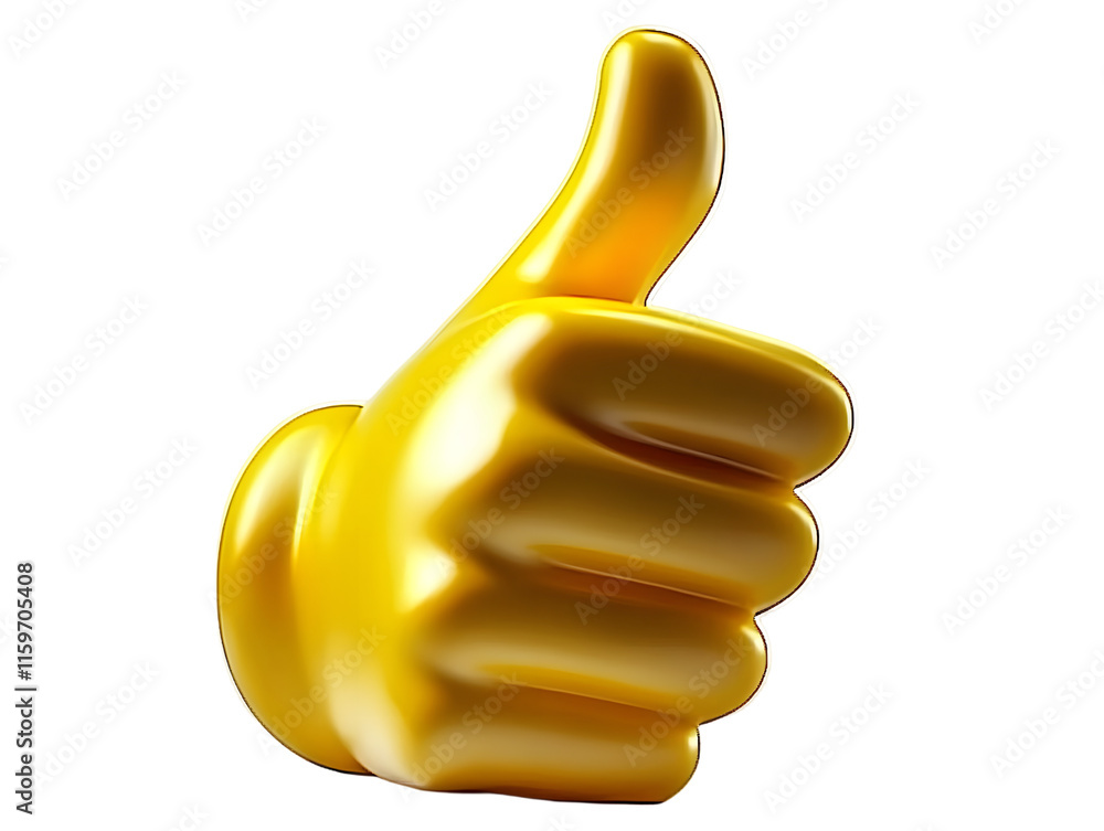 Bright 3D yellow thumbs-up icon symbolizing positivity, approval, or ...