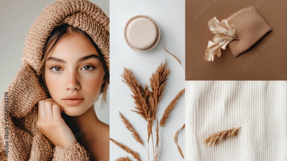 Color of the year 2025 Mocha Mousse. Mood fashion collage. Trendy ...