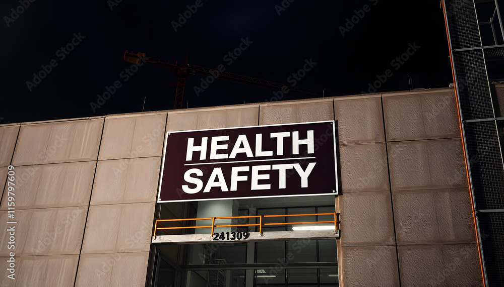 Construction building health and safety sign isolated with white ...