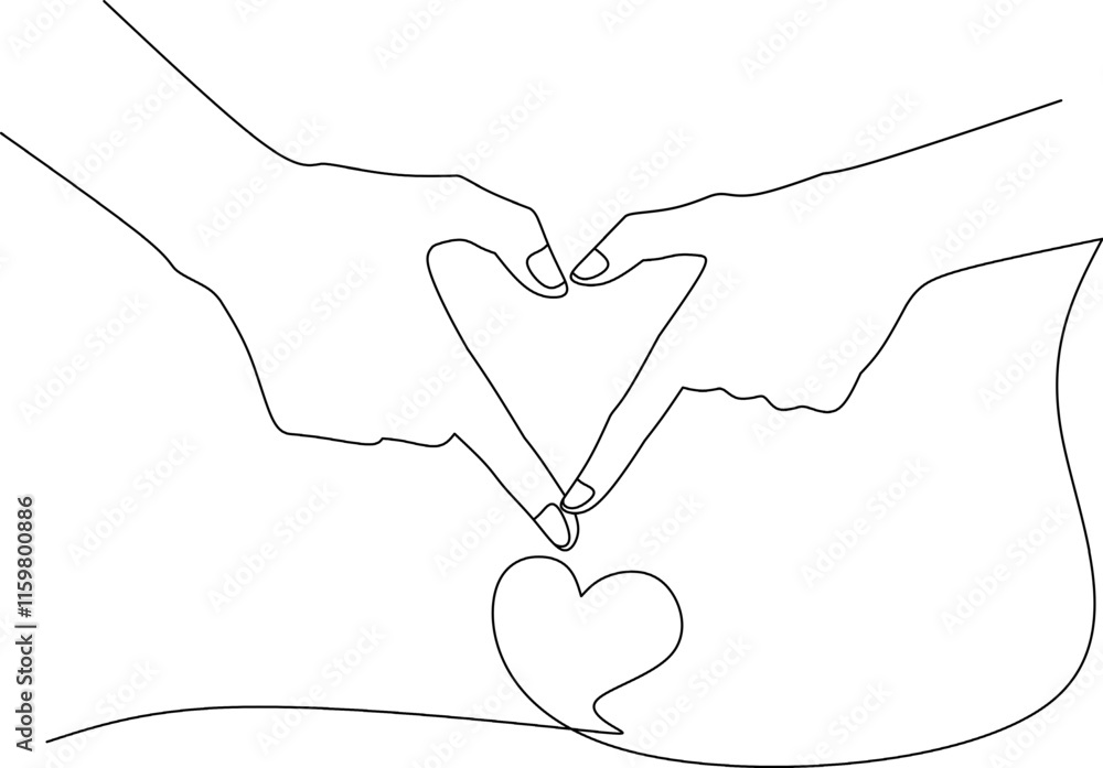 Two hand making heart lineart drawing vector,two couple hand making ...