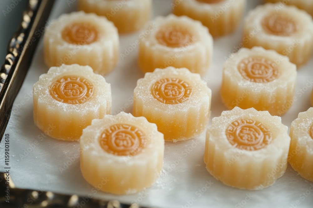 Dalgona Candy Ppopgi traditional Korean sugar treat featuring a stamped ...