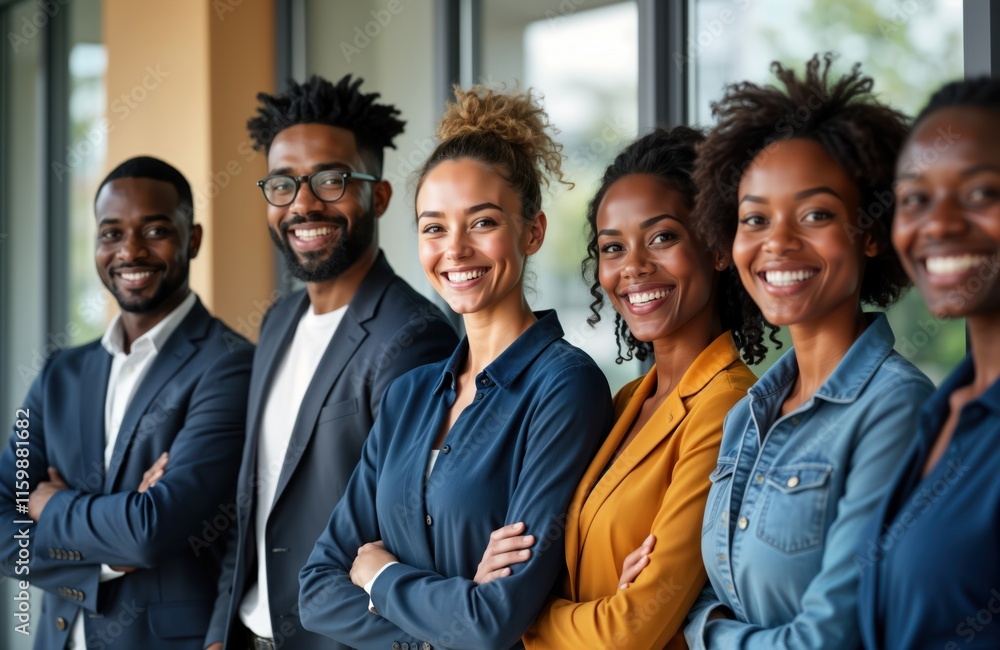 Successful diverse business team stands together. Confident ...
