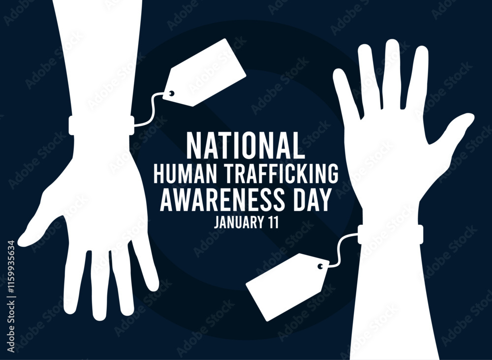 National human trafficking awareness day. January 11. Silhouette of a ...
