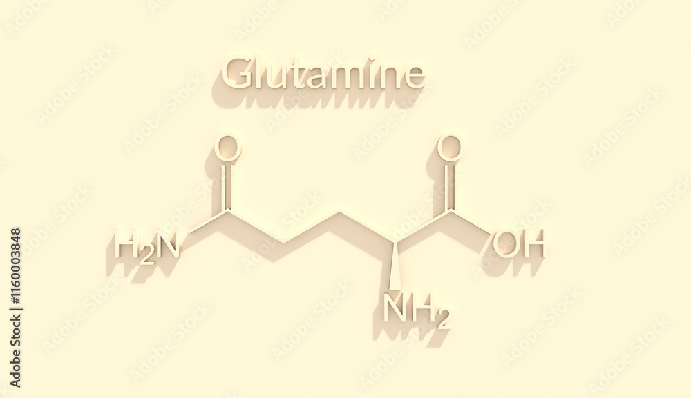 Glutamine chemical formula. Glutamine amino acid molecular bond ...