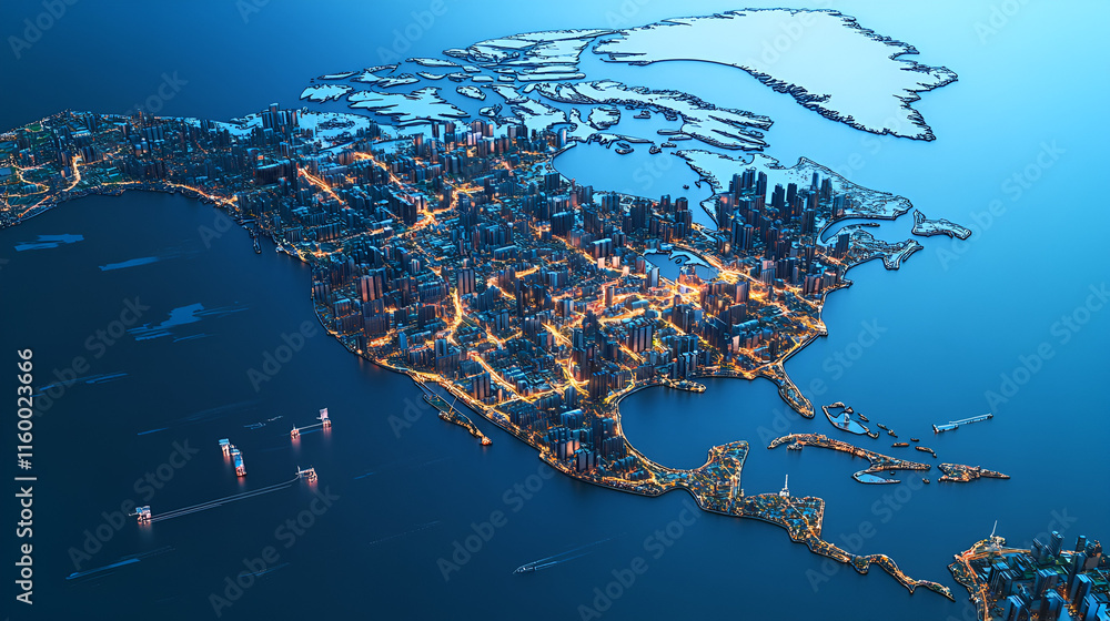 Silicon Valleys of the North, map of North America highlighted with ...