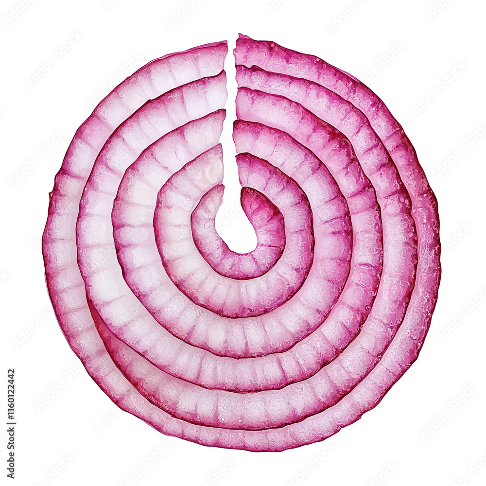 Pink onion slice, top view, vector illustration on a transparent ...