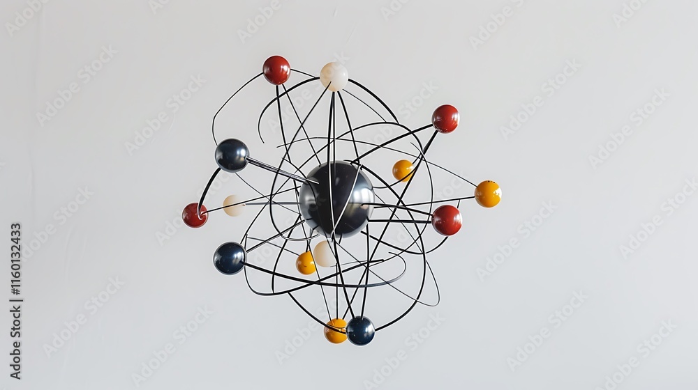 Geometric Model Of An Atom With Electron Orbits And Protons In The