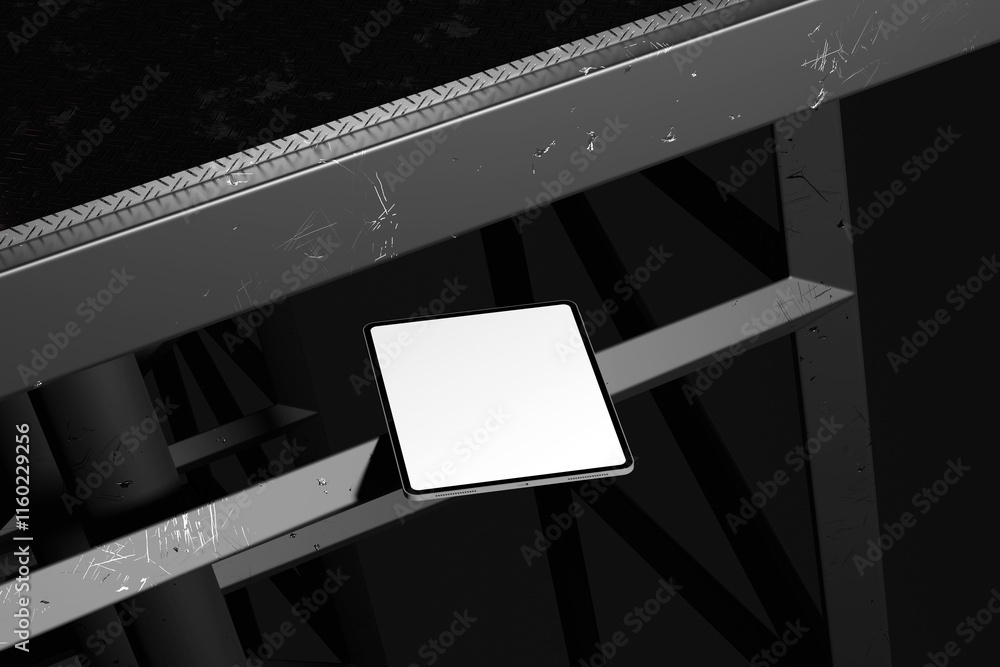 Tablet Mockup on Industrial Framework for Design and Branding Projects Stock Illustration ...