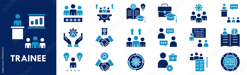Trainee icon collection set. Containing design trainee, professional ...
