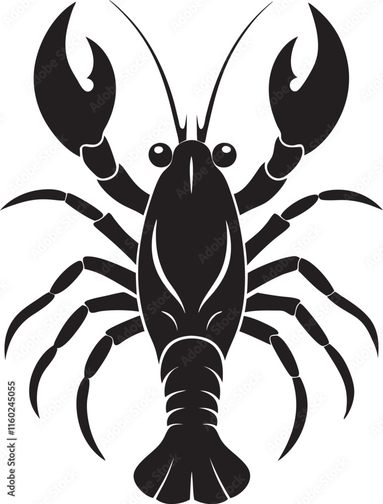 lobster silhouette vector, black and white silhouette, vector and ...