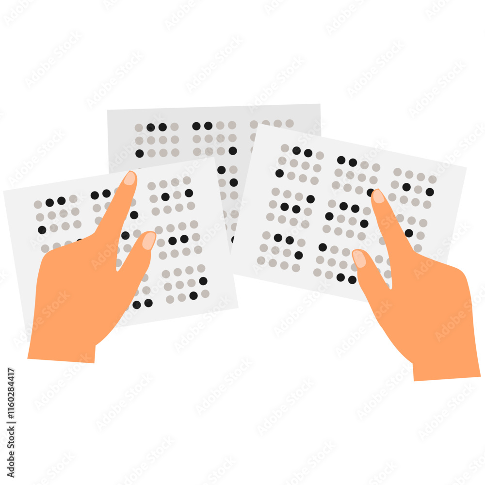 Braille Book with Hands Stock Vector | Adobe Stock