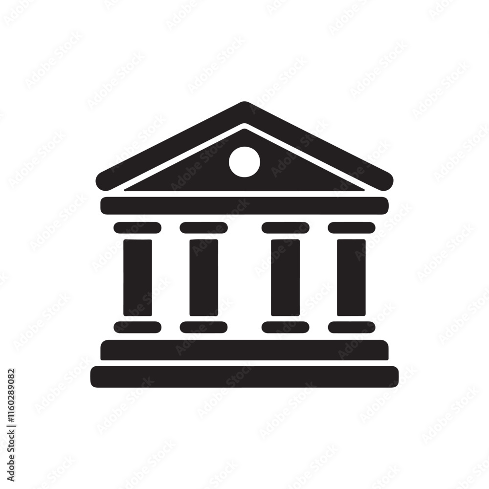 Bank building icon. Black Bank building icon on white background ...