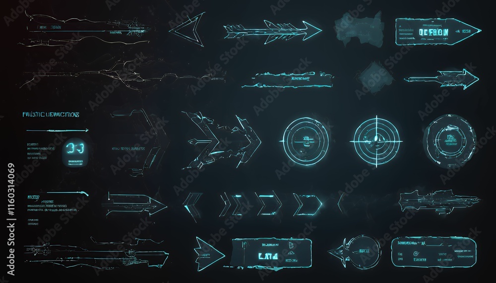 Digital HUD box set for futuristic UI, UX, GUI projects. Futuristic ...