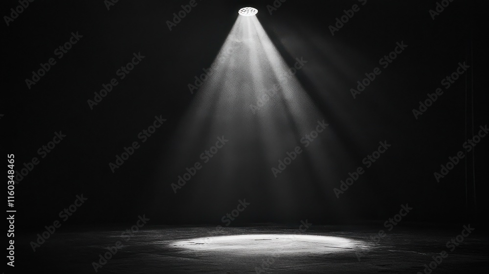Soft spotlight illuminating a single point on stage dark surroundings ...