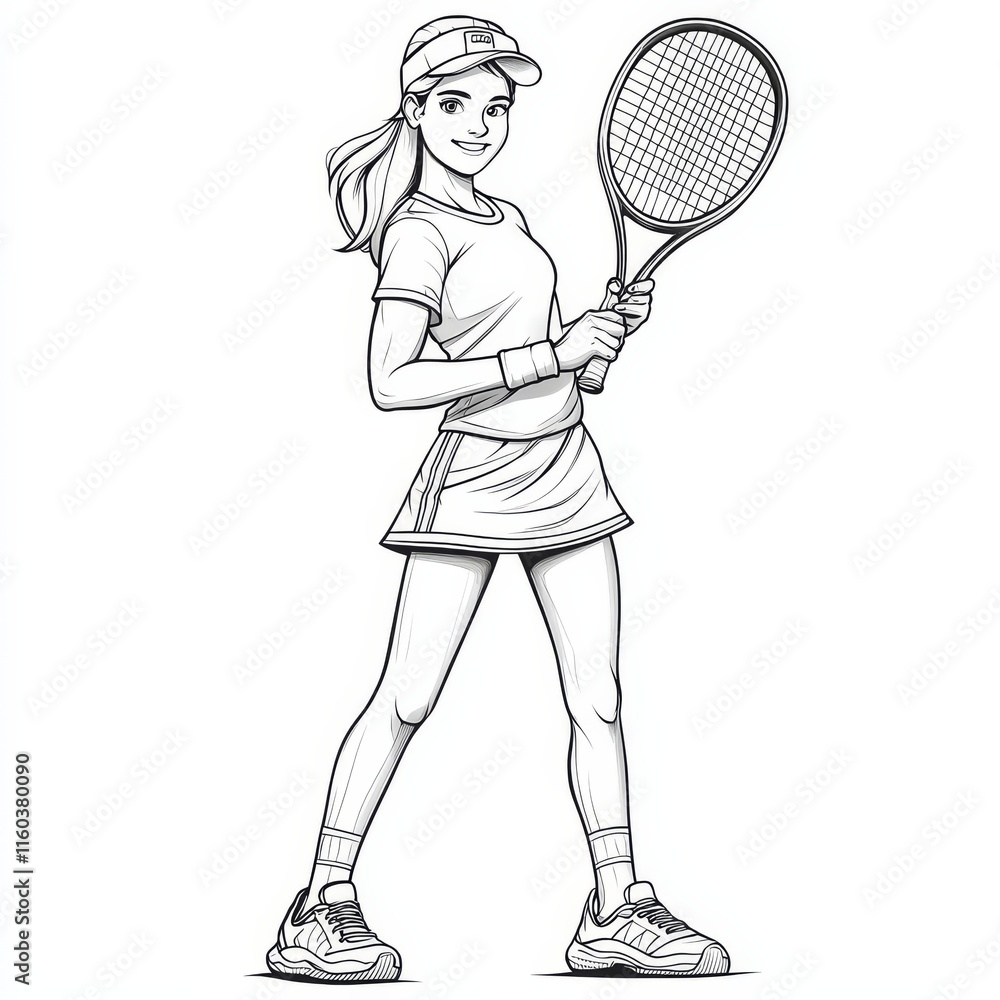 Tennis Champion: A confident female tennis player stands poised with ...