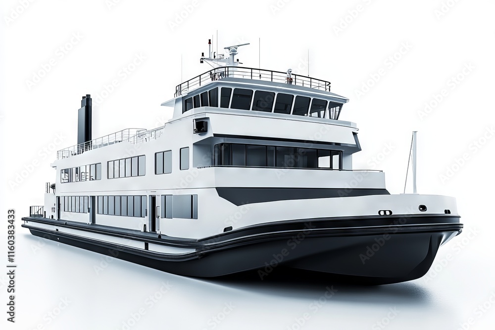 A modern ferry boat designed for passenger transport on water. Stock ...