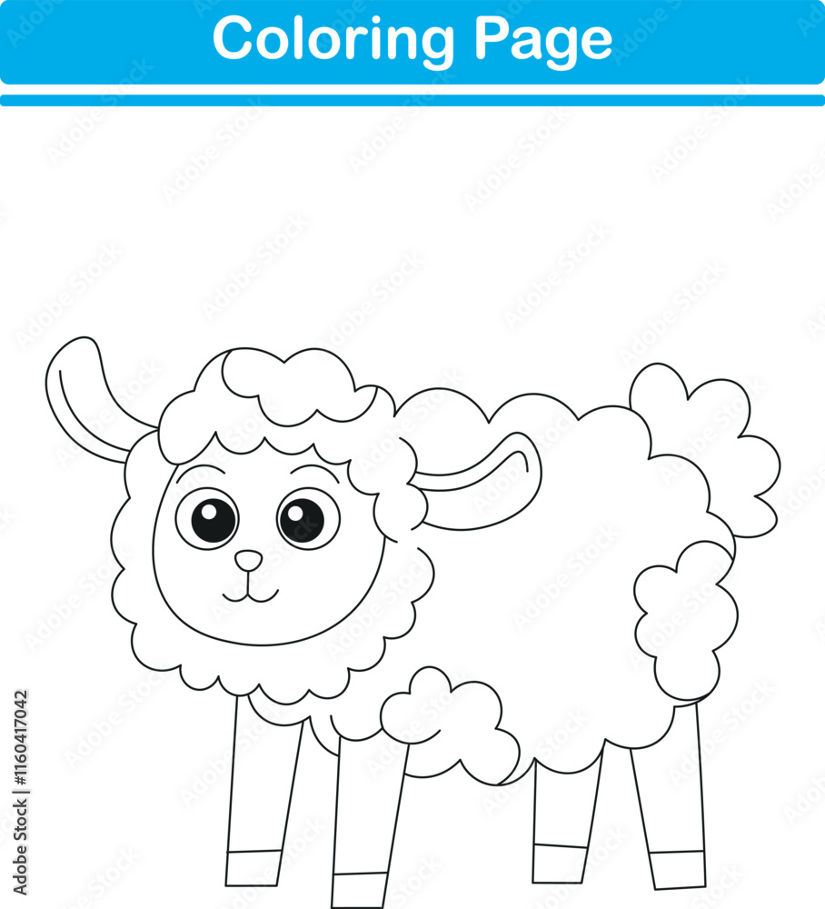 Funny cartoon sheep. Coloring pages. Vector illustration Stock Vector ...