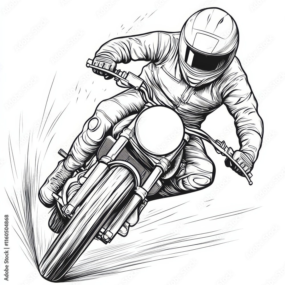 Speed Demon: A motorcyclist in a sleek race suit, astride a high ...