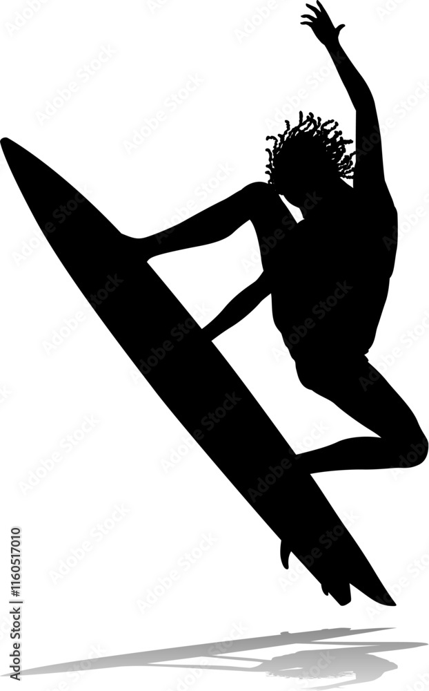 Surfer surfboard boarding female surfer surfing silhouette outline ...