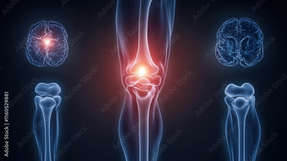 Anatomy of a human knee joint, detailed view of structure, ligaments ...
