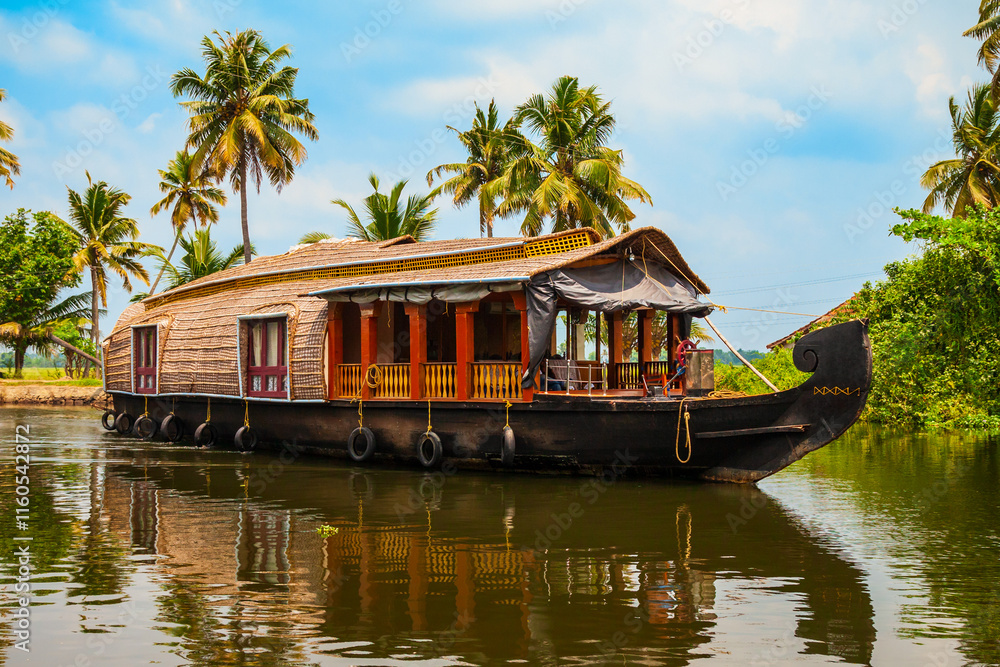 Houseboat in Alappuzha backwaters, Kerala Stock Photo | Adobe Stock