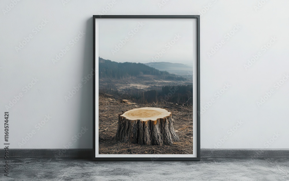 Simple white poster framed in black, set against an image of a ...